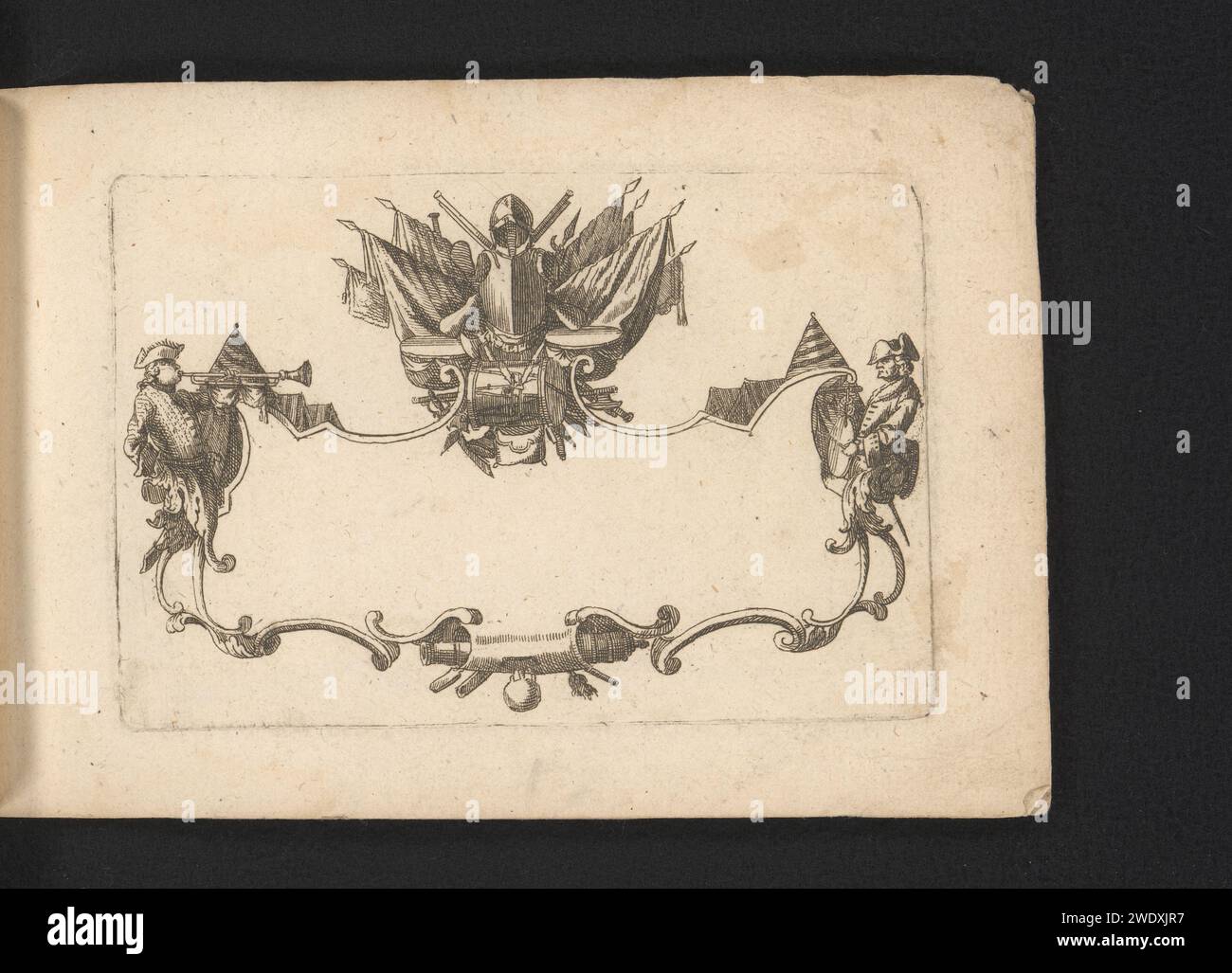 Cartouche with harness, 1658 - 1719 print A cartouche with armor, flags ...