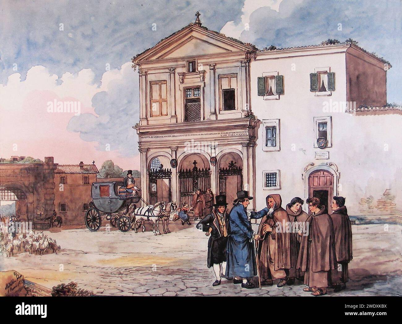 Achille Pinelli, Chiesa di Santa Maria delle Grazie (1834 Stock Photo ...