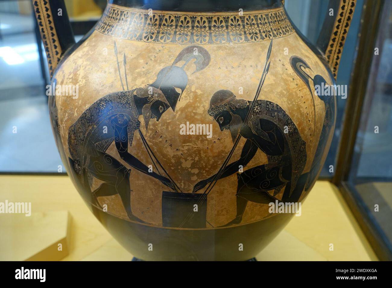 Achilles and Ajax playing dice, detail, Attic black-figured amphora ...