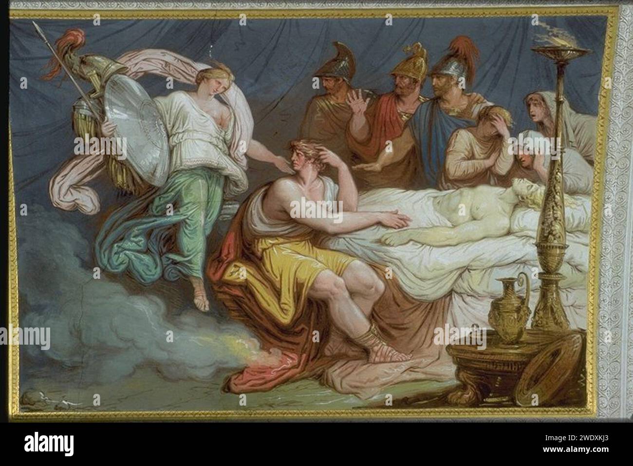 Achilles mourning Patroclus as Thetis brings him the new weapons forged ...