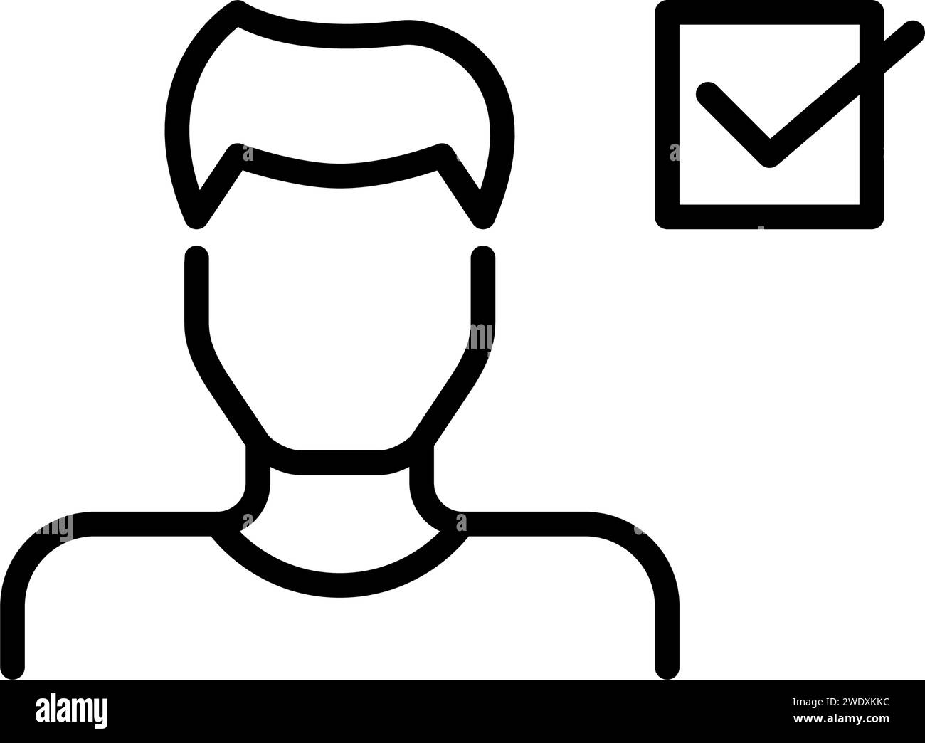 Man user profile picture and check mark. Approved candidate. Pixel ...