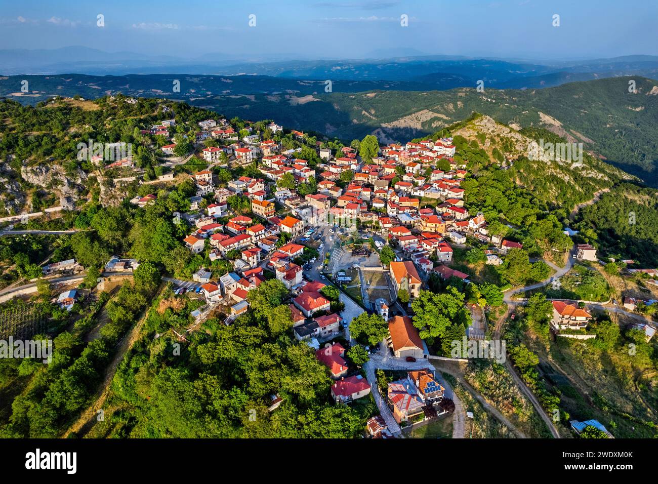Aerial view of Spilaio, one of the most beautiful Greek mountainous ...
