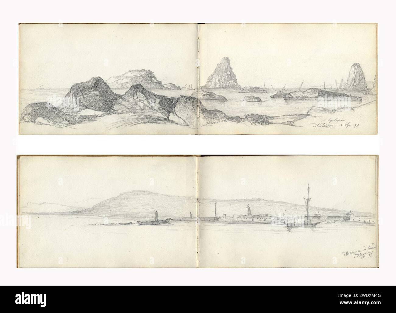 Aci Trezza und Messina 1876 Stock Photo - Alamy