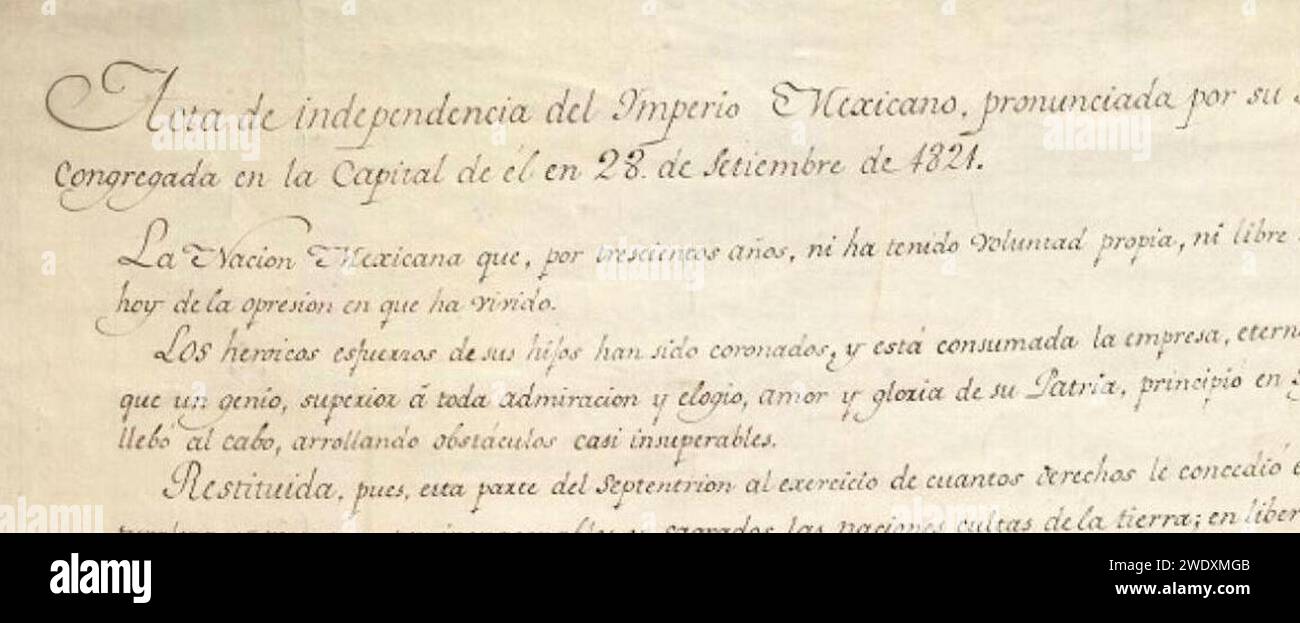 Acta Independencia Mexico 1821 (zoom Stock Photo - Alamy
