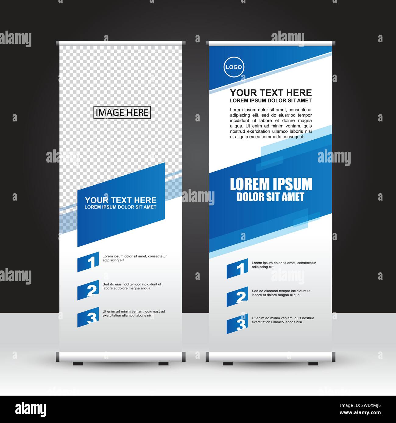 Blue color combination theme Roll Up Banner template, standing banner ...