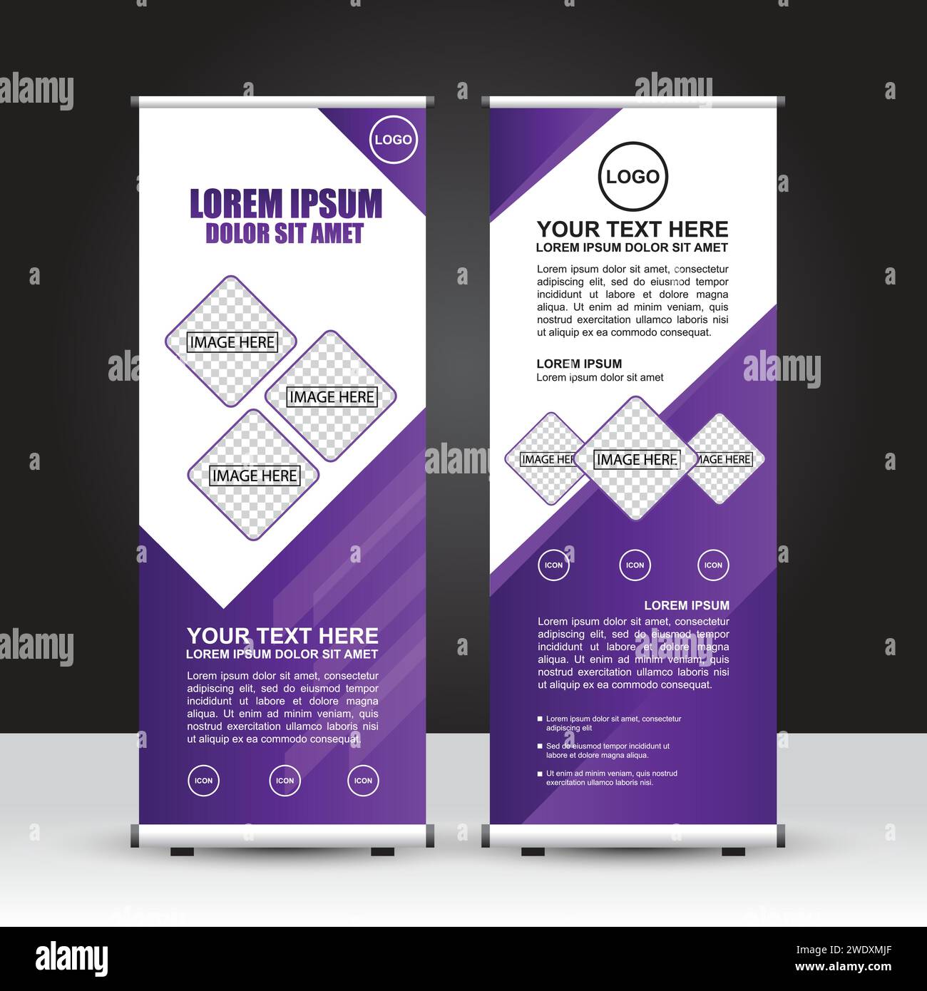 Purple color combination theme Roll Up Banner template, standing banner ...
