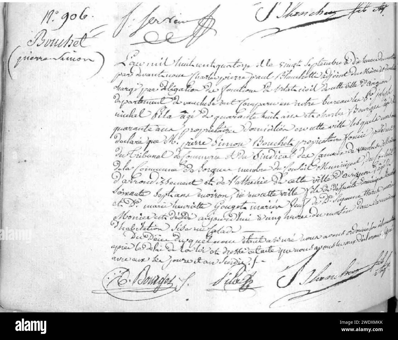 Acte décés pierre simon Bouchet Stock Photo - Alamy