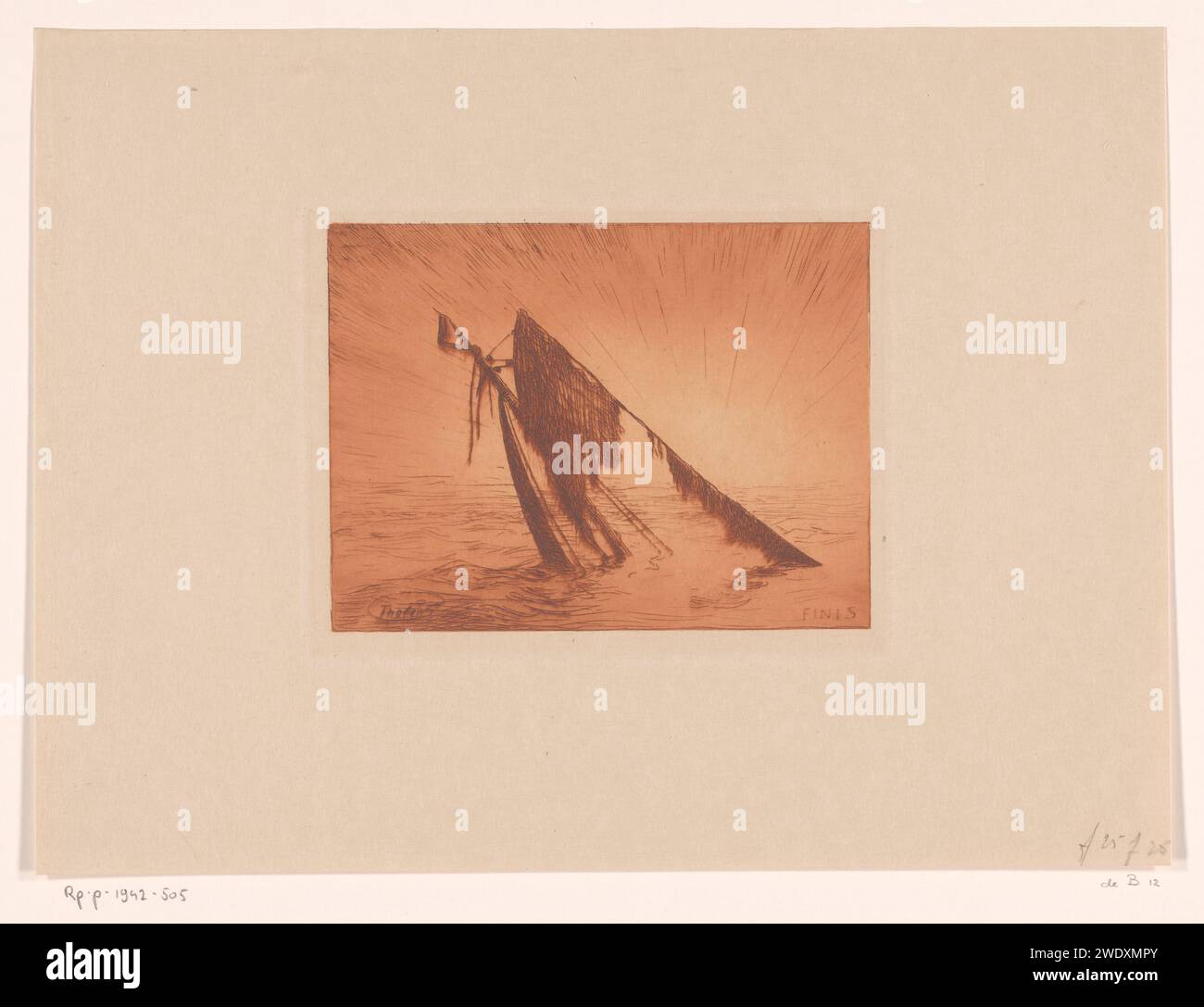 Finis, Willem Bastiaan Tholen, 1870 - 1914 print Mast of a sunken ship ...