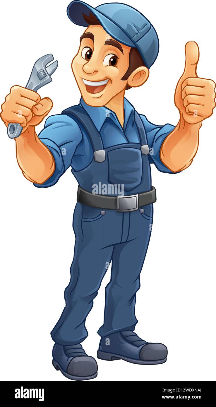 Mechanic Plumber Cartoon Wrench Spanner Handyman Stock Vector Image ...