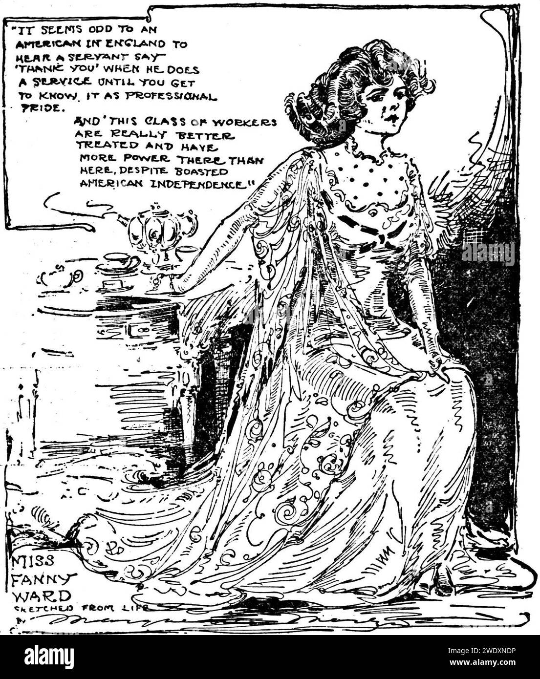 Actress Fannie Ward as sketched by Marguerite Martyn in 1909 Stock ...