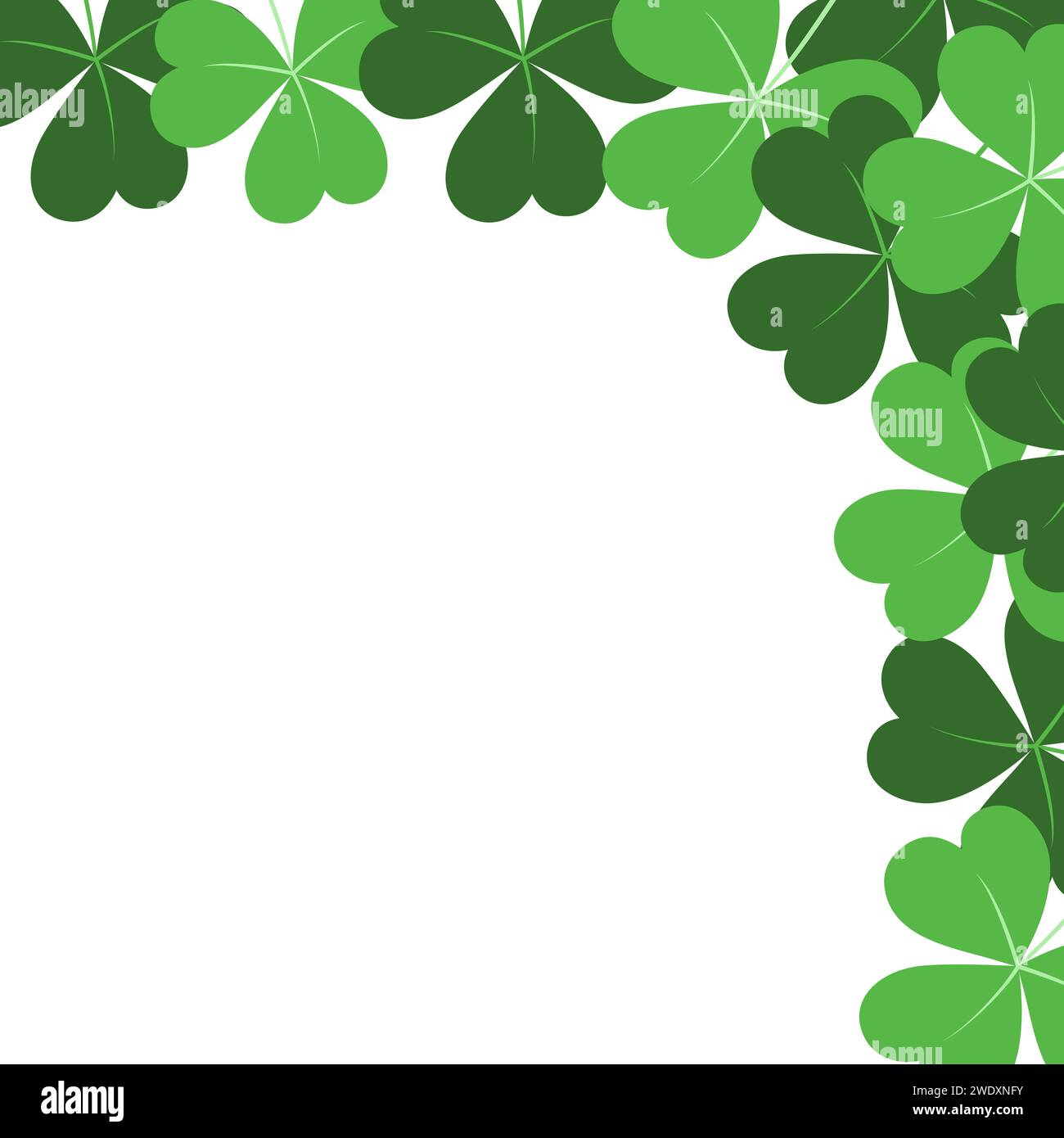 St. Patricks corner frame border of shamrocks in trendy green. Copy ...