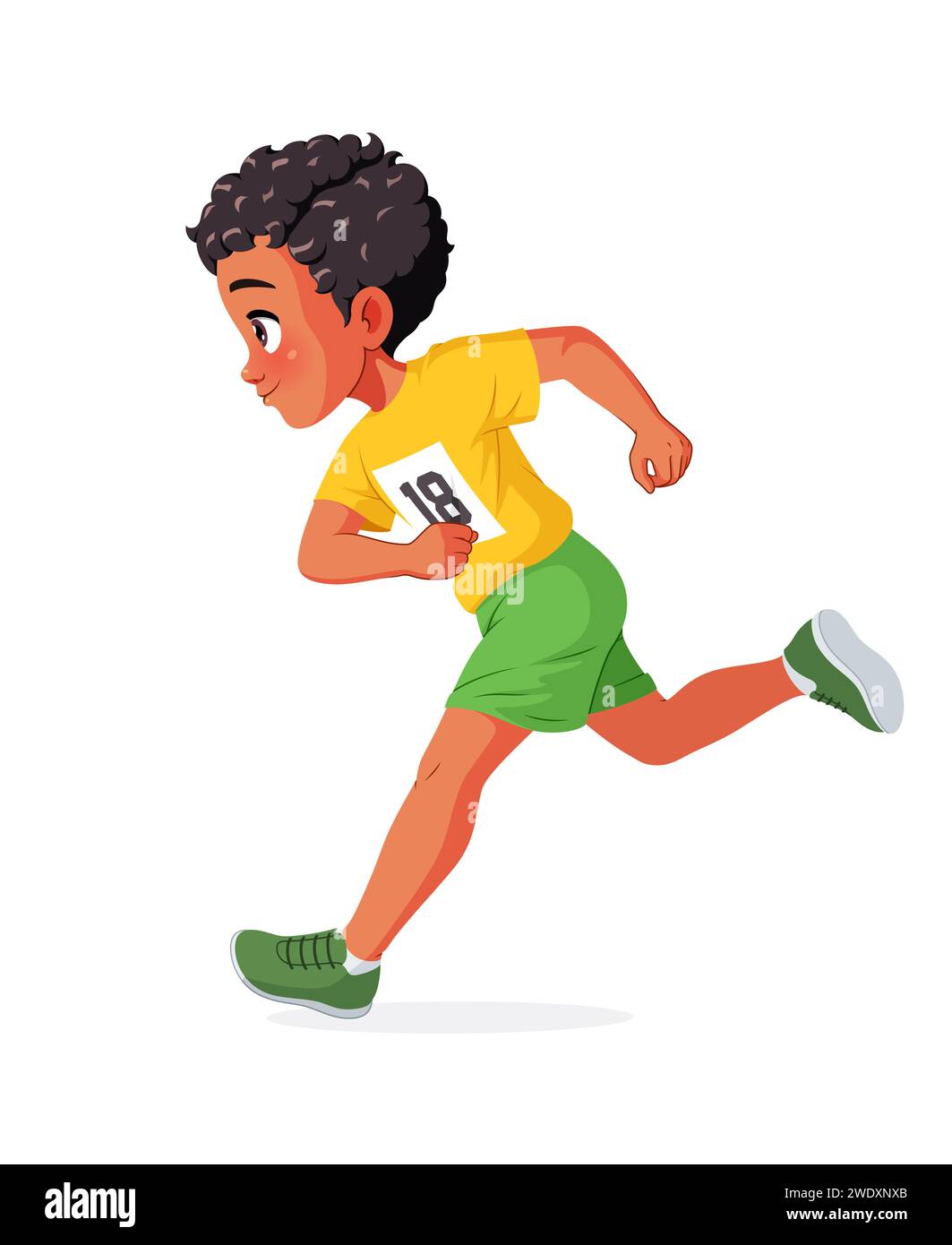 Cute little Indian boy running marathon race. Isolated vector ...