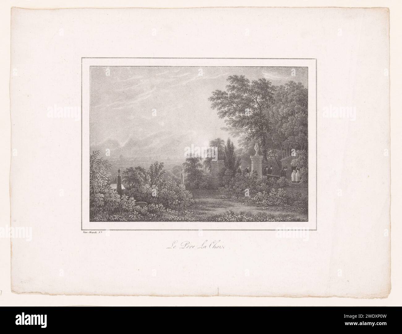 View of the Père Lachaise Cemetery in Paris, Jean Baptiste Van Marcke ...