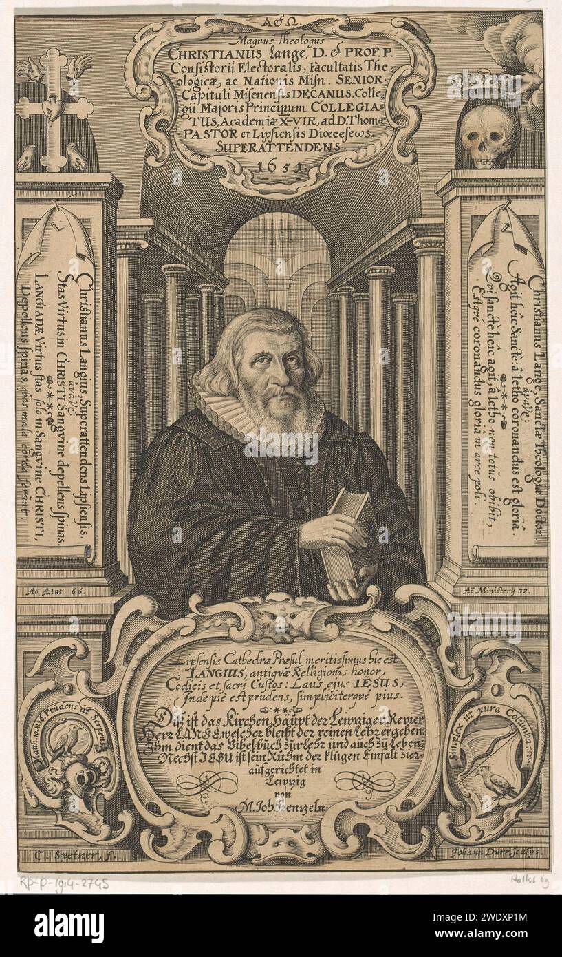 Portrait van Christian Lange, Johann Dürr, After Christoph Spetner ...