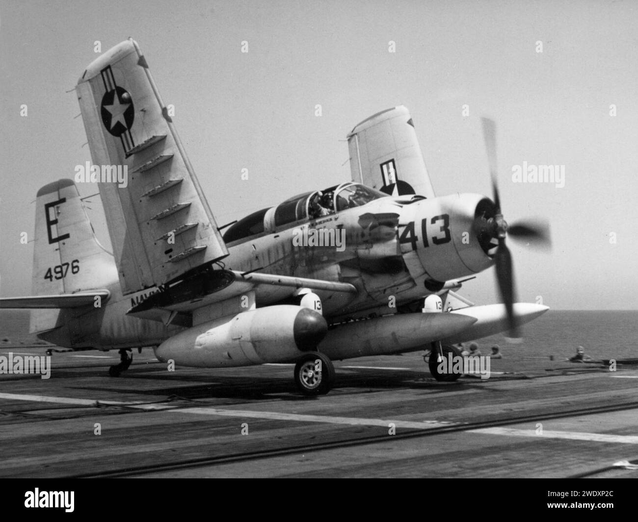 AD-5 Skyraider of VA-85 on USS Intrepid (CVA-11) on 20 April 1956 Stock ...