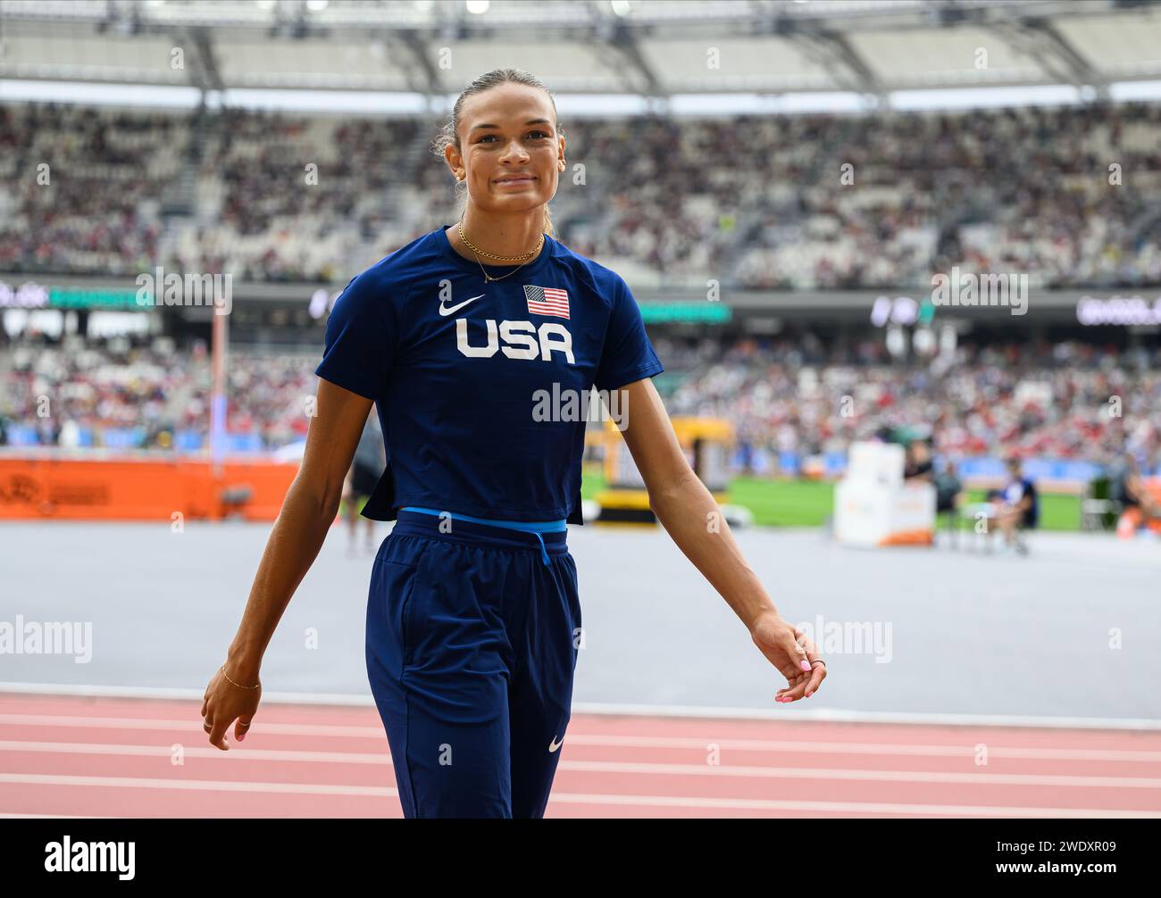 Anna HALL participating in the heptathlon at the World Athletics ...