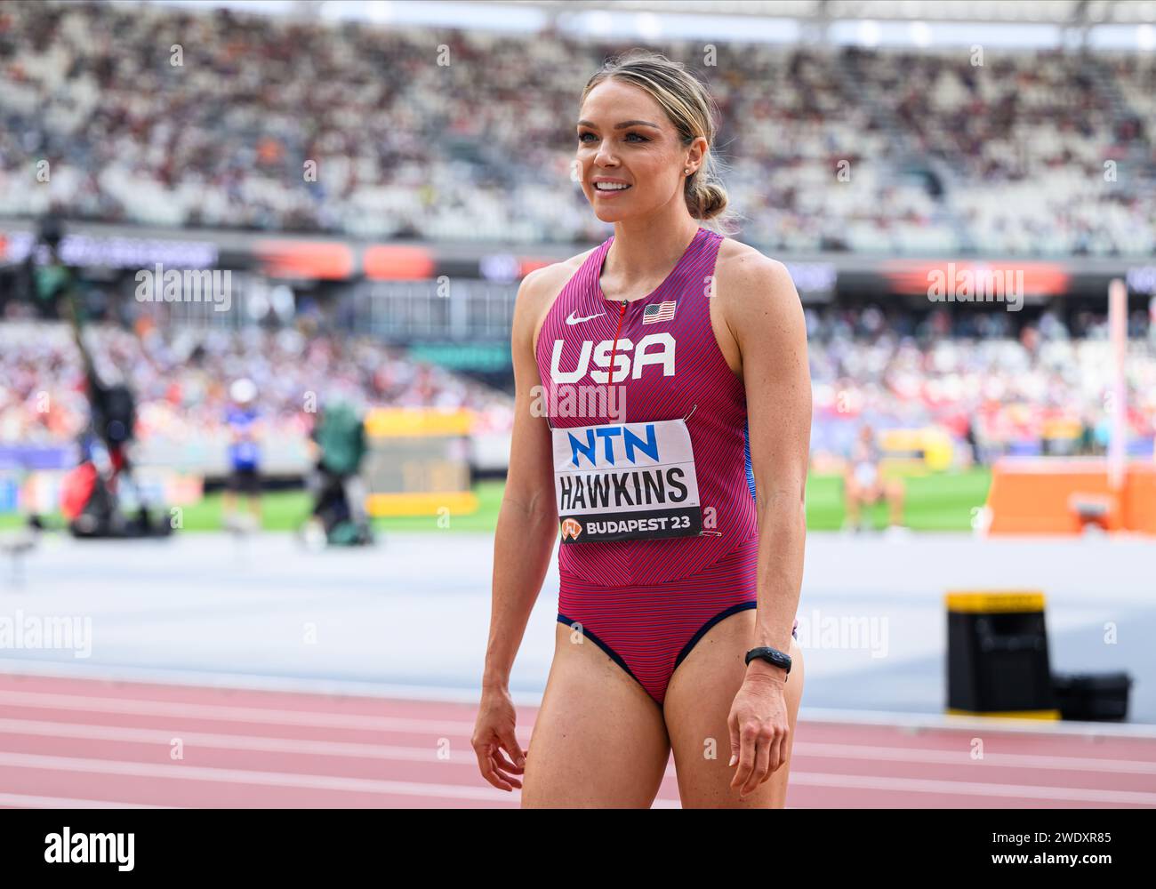 Chari HAWKINS participating in the heptathlon at the World Athletics ...