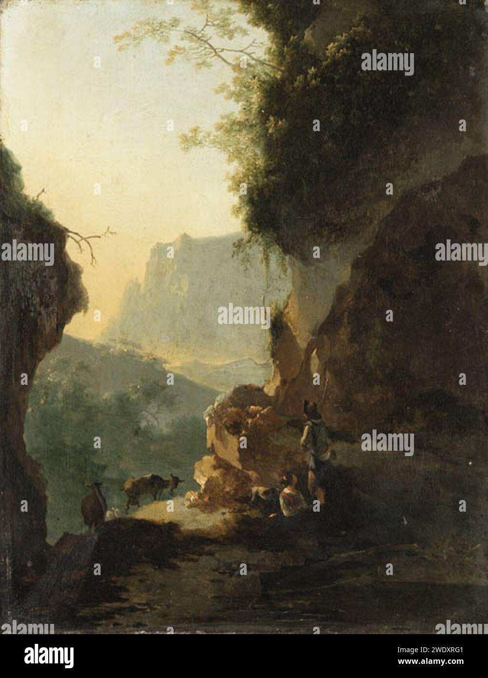 Adam Pynacker - An Italianate landscape with peasants resting on a ...