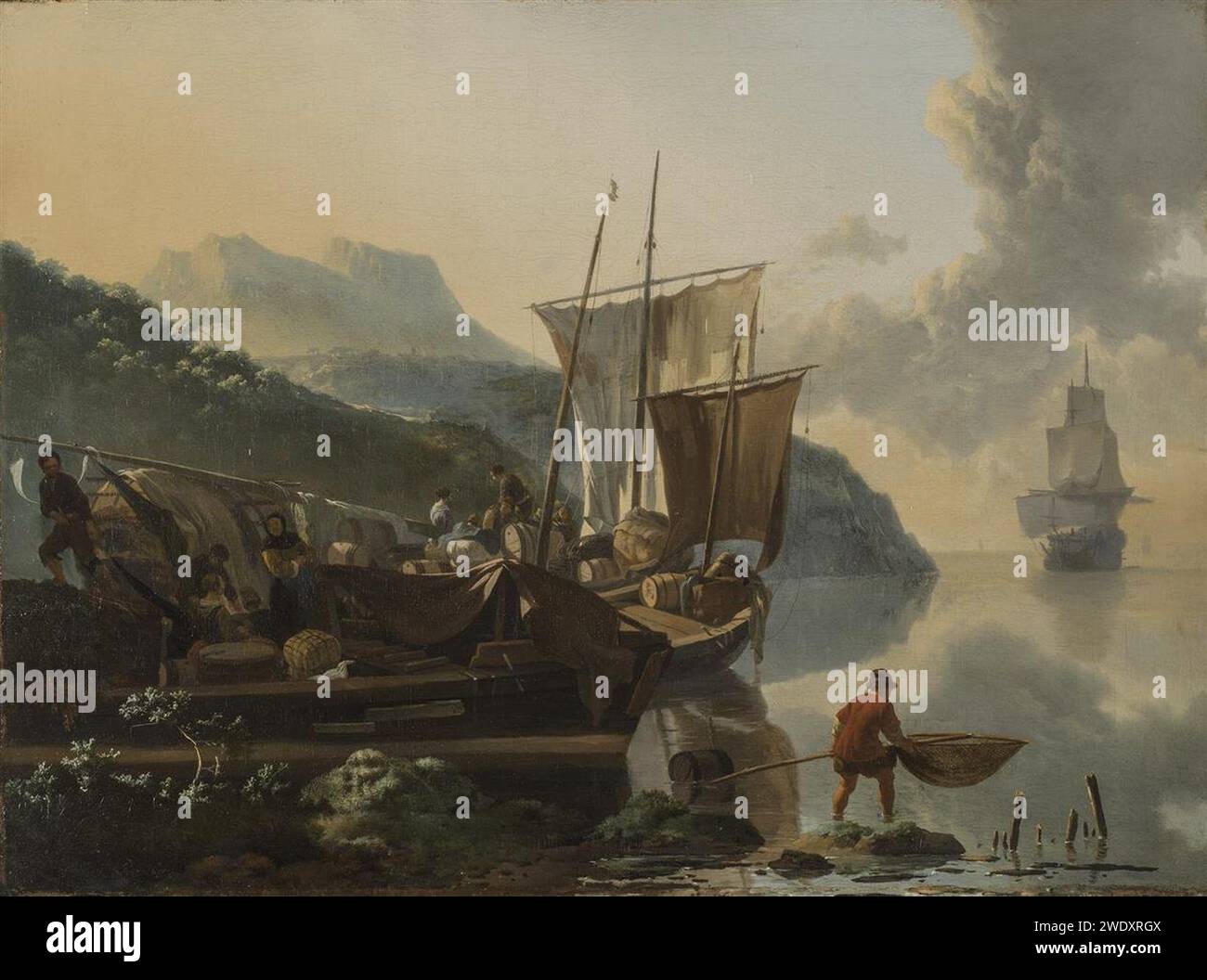 Adam Pynacker - River Barges by an Italian Shore Stock Photo - Alamy