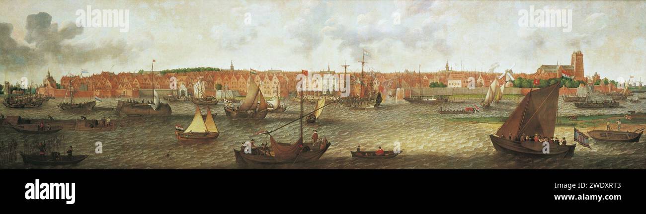 Adam Willaerts - Gezicht op Dordrecht vanuit de monding van de Noord ...