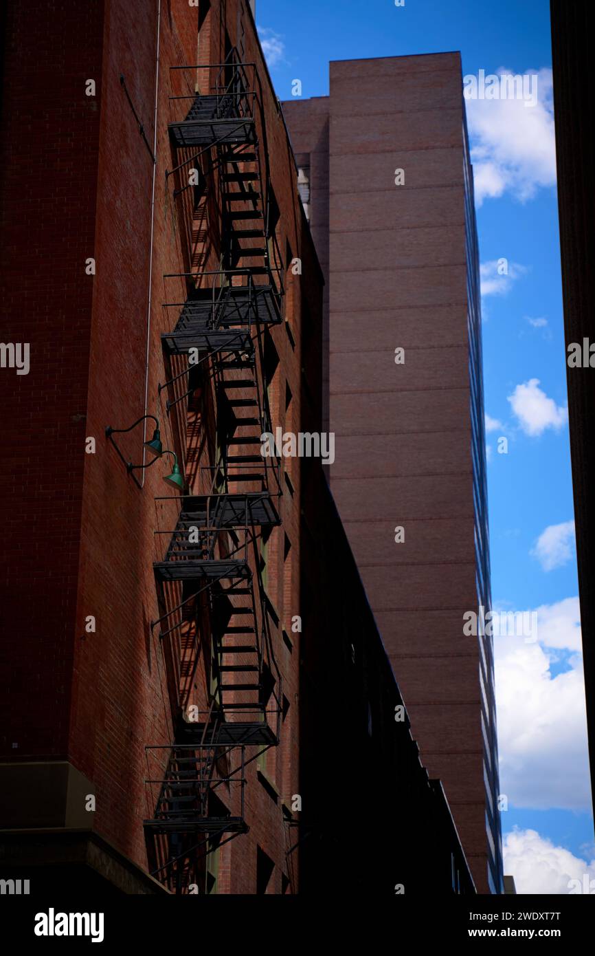 Old fire escape on an old brick wall. American vintage style Stock ...