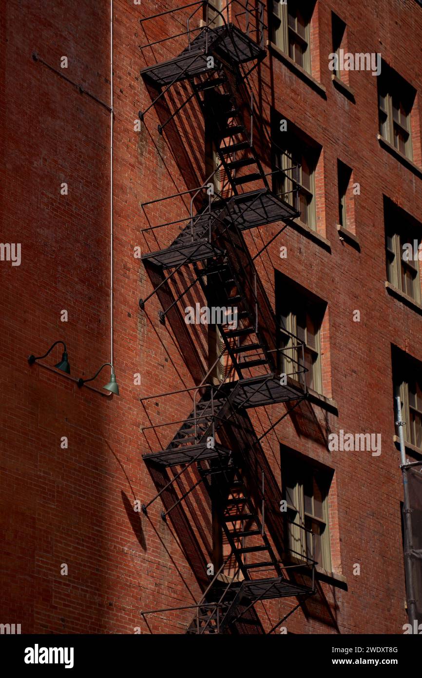Old fire escape on an old brick wall. American vintage style Stock ...