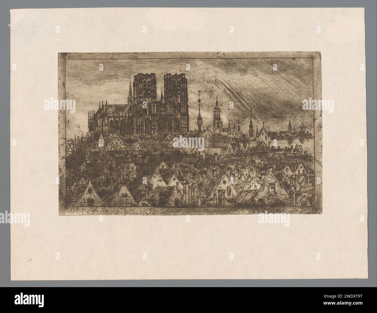 Cityscape, possibly Brussels, Willem Linnig (II), 1876 - 1889 print ...