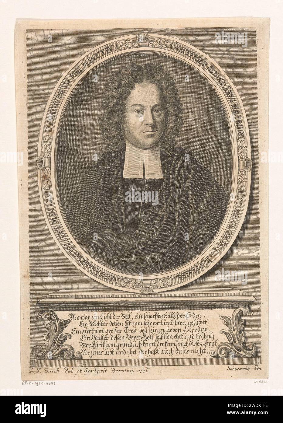 PortraT van Gottfried Arnold, Georg Paul Busch, After Schwärtz, after ...