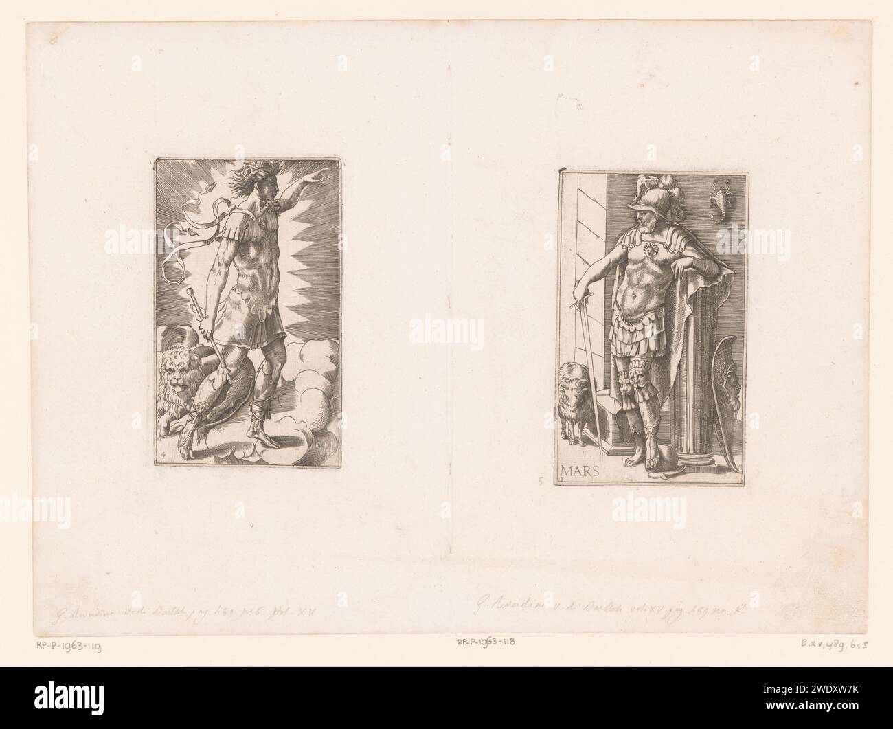 Mars with a ram and scorpion next to him, Georges Reerdy, 1536 - 1569 ...