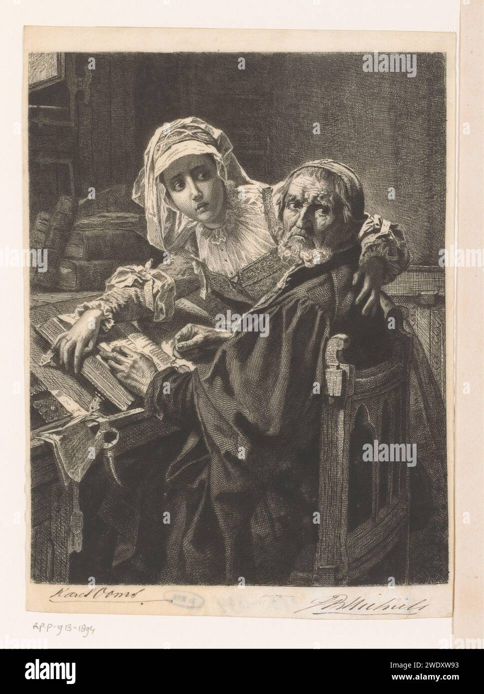 Old man and a woman read forbidden reading, Jean Baptiste Pierre ...