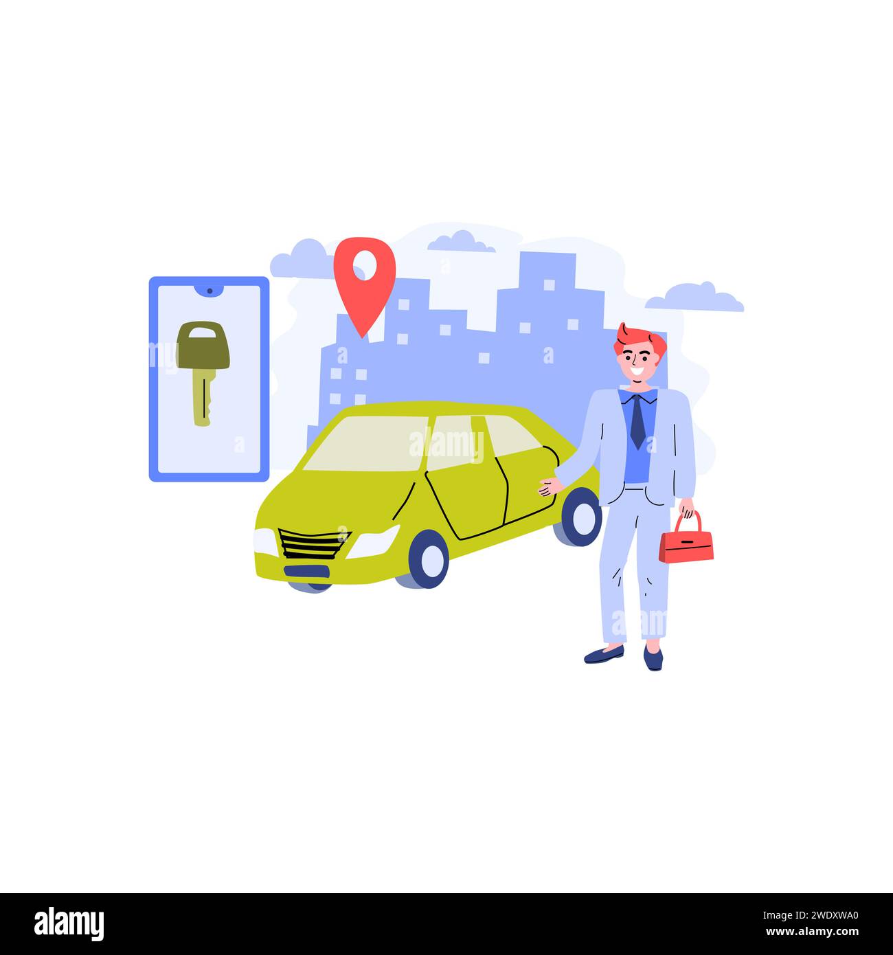 rent car sharing concept, transportation carsharing service . Vector ...