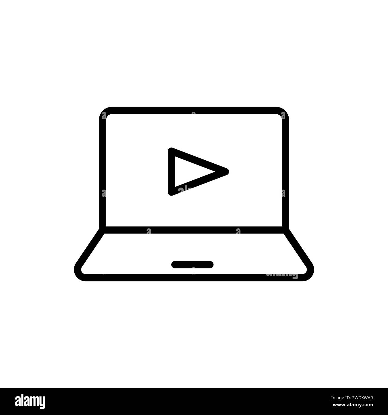 Laptop video play icon Black and White Stock Photos & Images - Alamy
