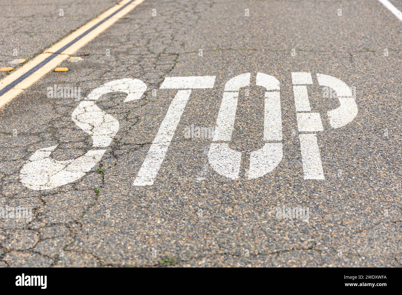 Stop on Road Stock Photo - Alamy