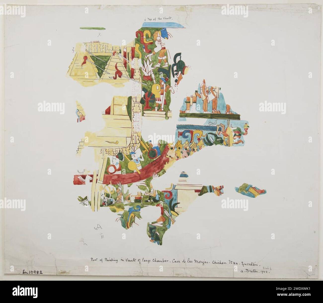Adela Breton - Wall painting from a vault in a large chamber at Casa de ...