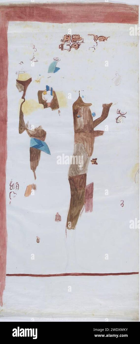 Adela Breton - Copy of a wall painting from small chamber Acanceh ...