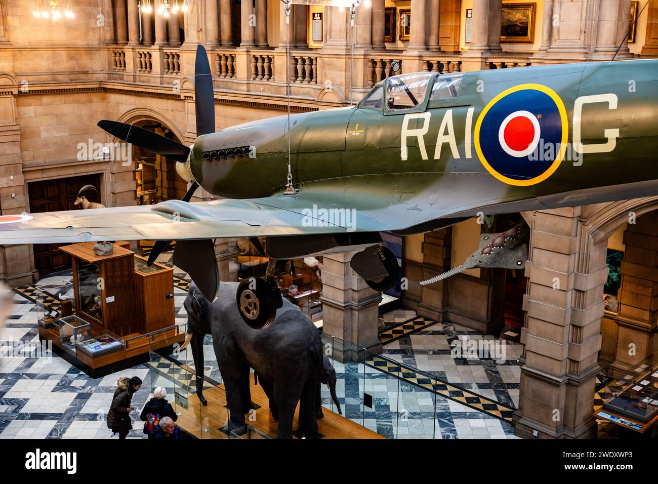 At the museum, depicting a suspended 602 Squadron Spitfire of the Royal ...