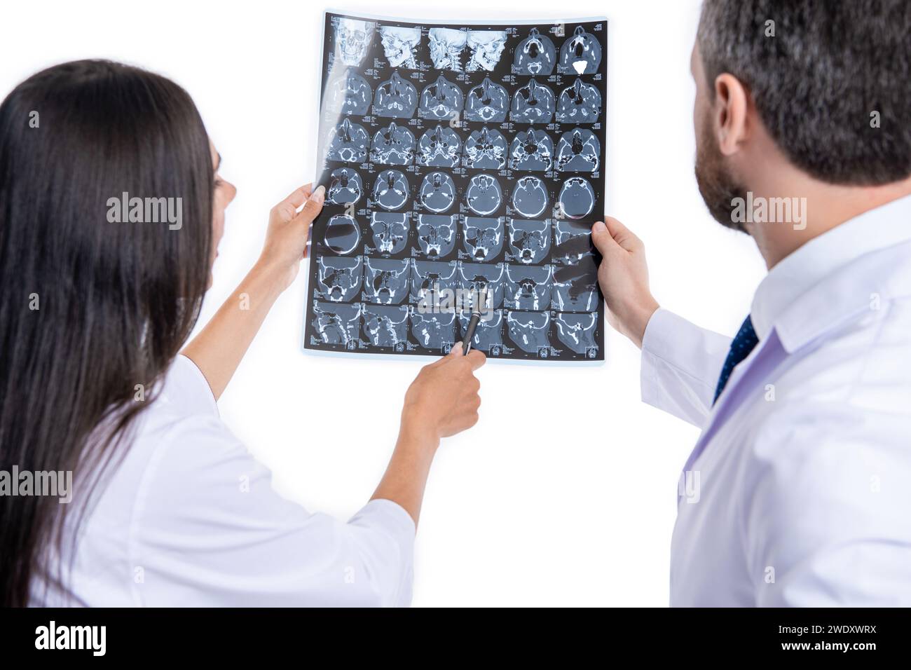 Surgeon showing X-ray result to woman. doctor neurologist. Doctor ...