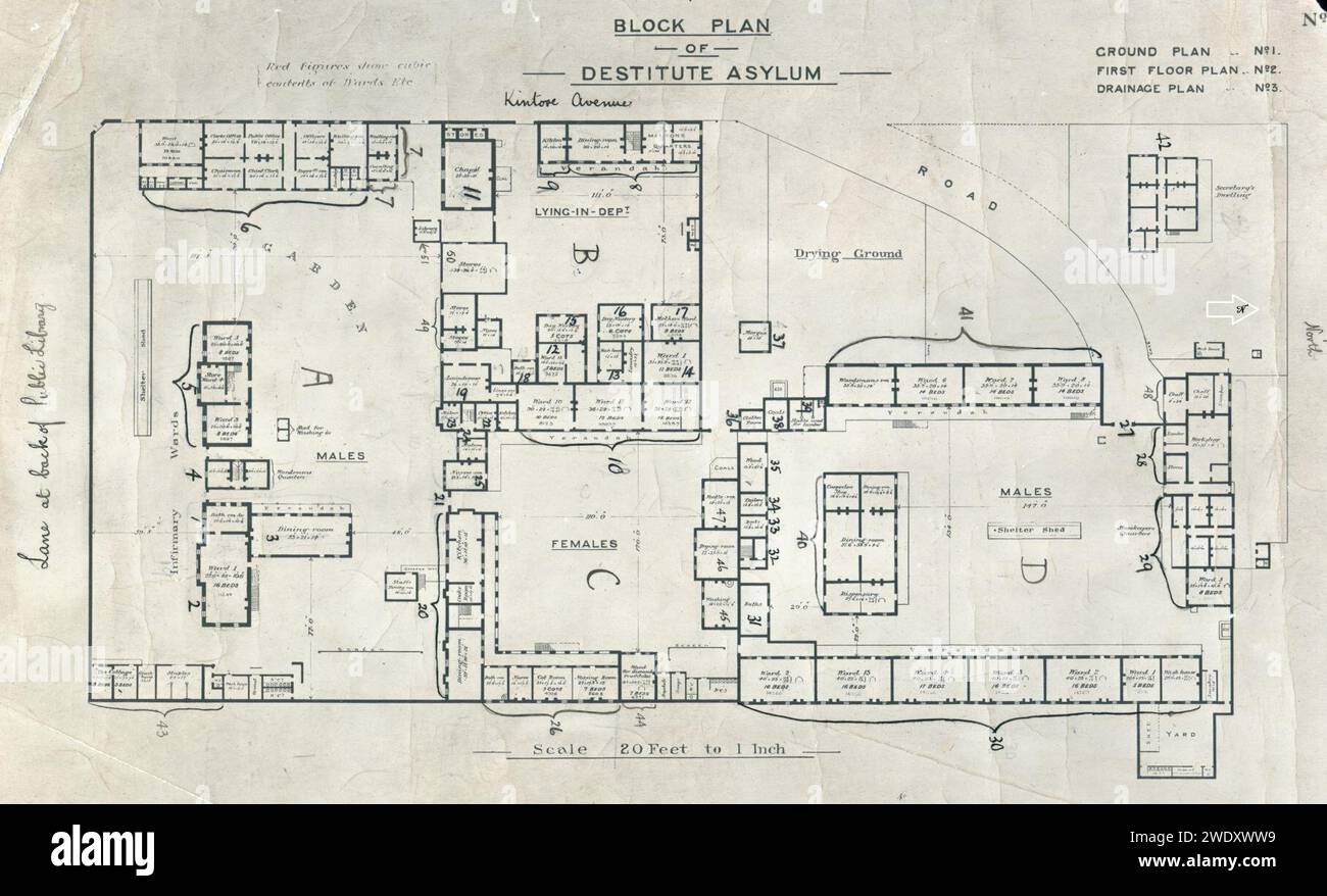 Adelaide Destitute Asylum Block plan Stock Photo - Alamy