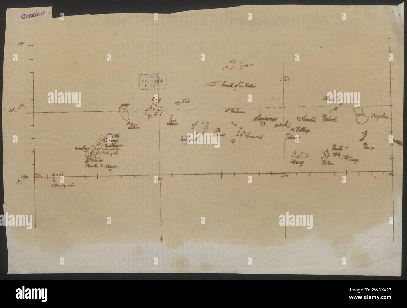 Adelbert von Chamisso - map of the Caroline Islands Stock Photo - Alamy