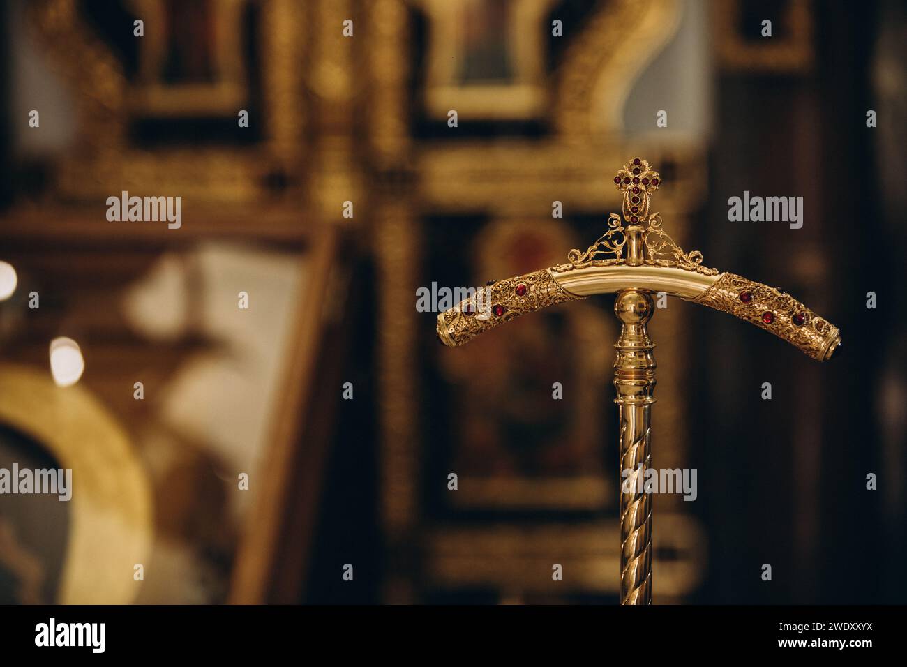 Wand staff church in the orthodox church light Stock Photo - Alamy