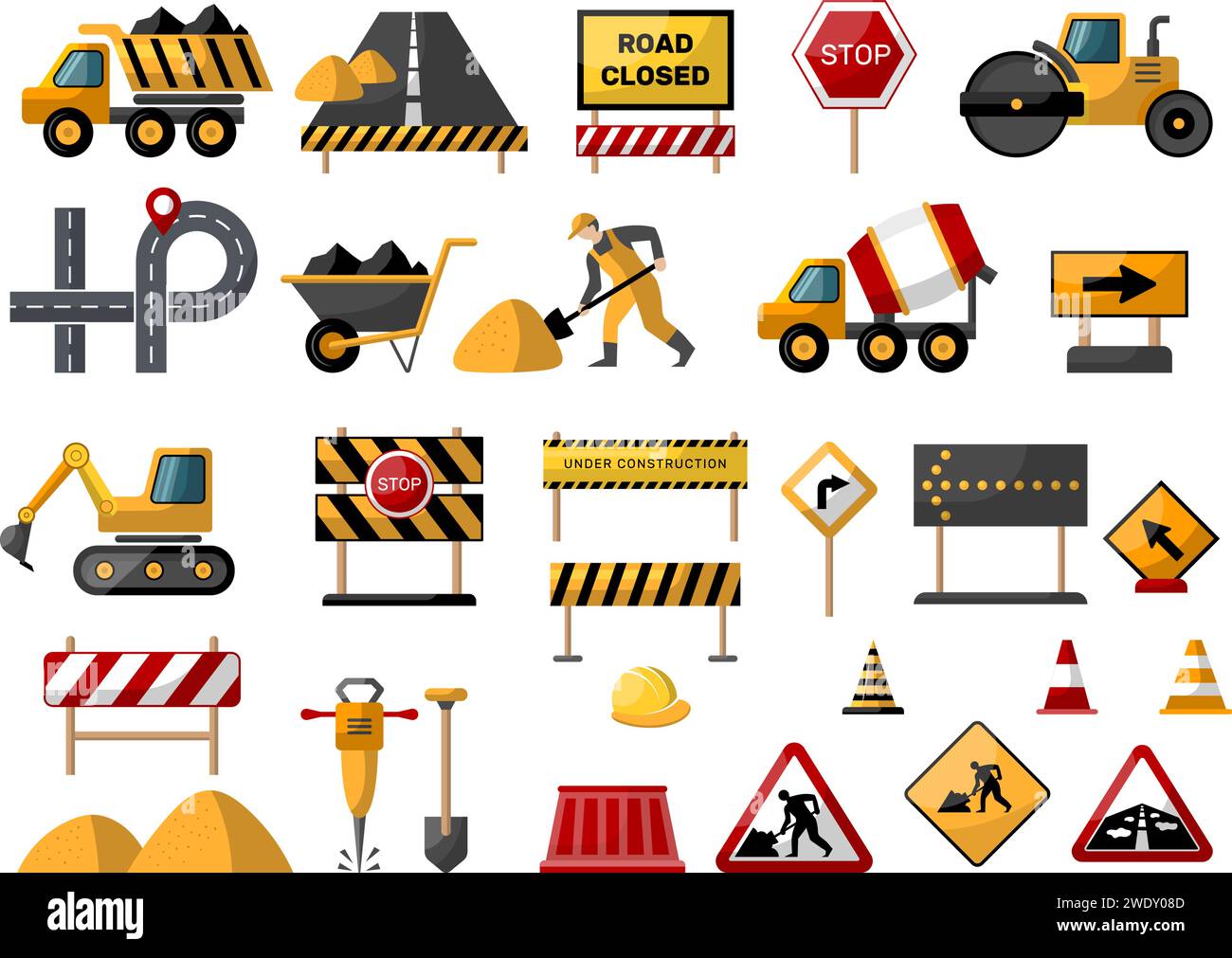 Man digging road work sign Stock Vector Images - Alamy