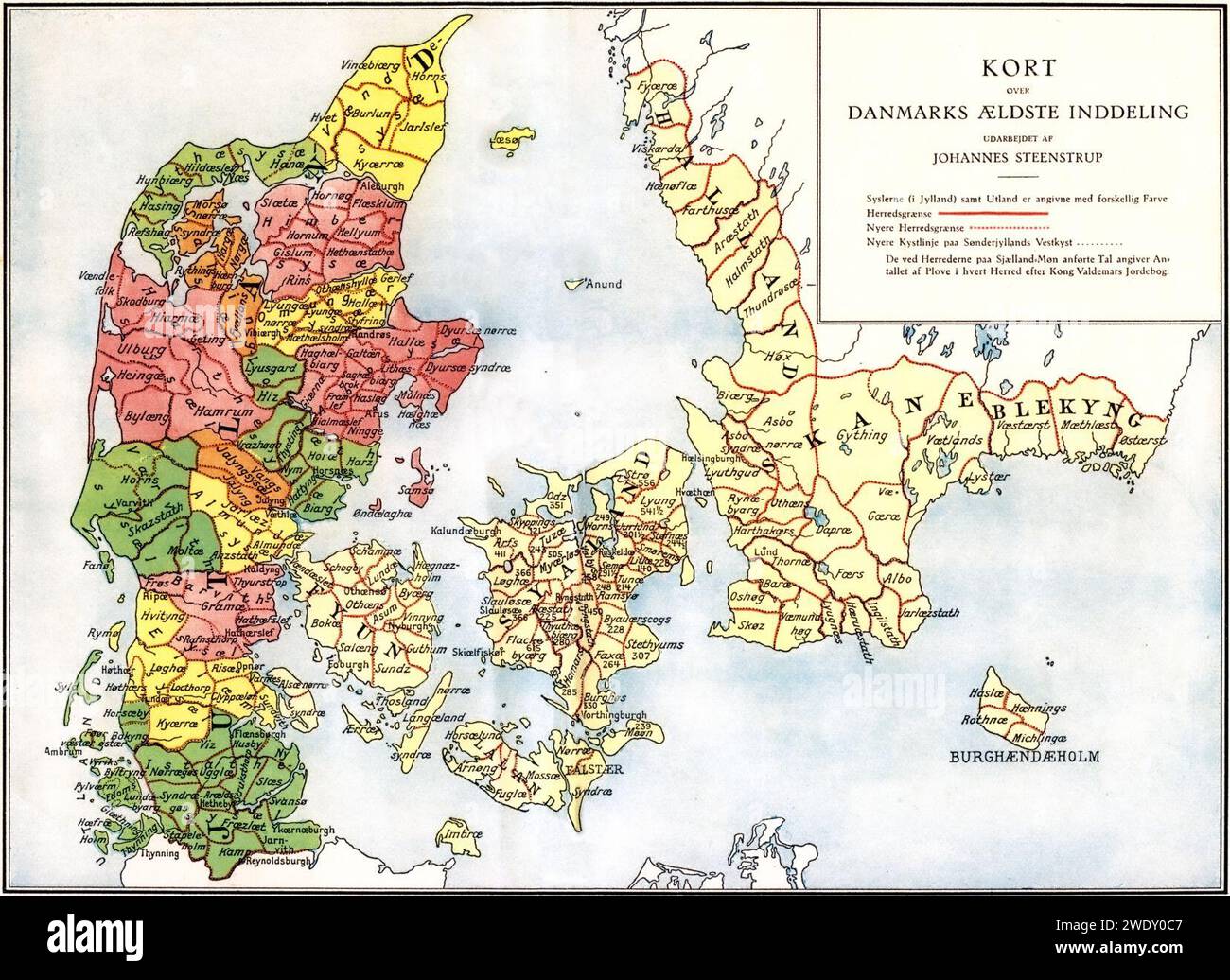 Administrative division of denmark in medieval times Stock Photo - Alamy