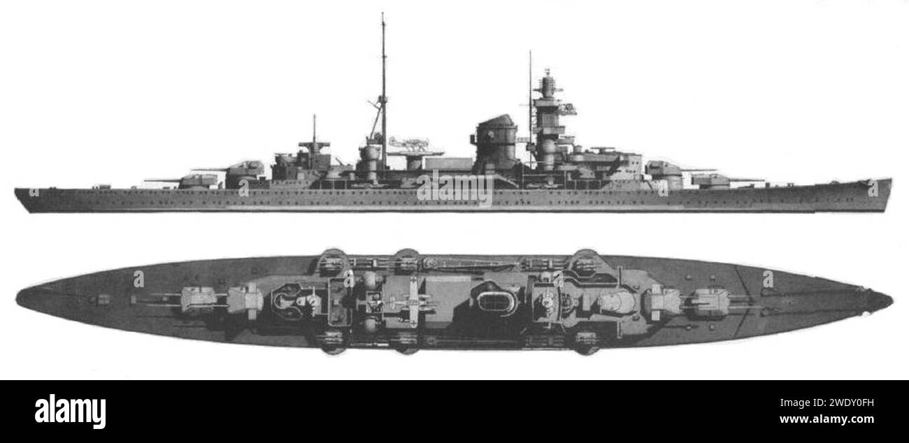 Admiral Hipper-class cruiser drawing Stock Photo - Alamy