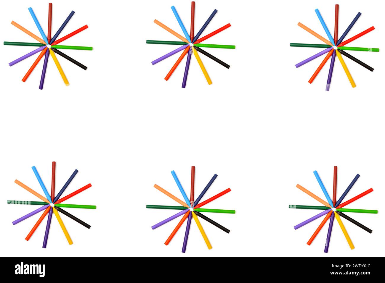 Bunch of colored pencils isolated on white background. Collage. Frame ...