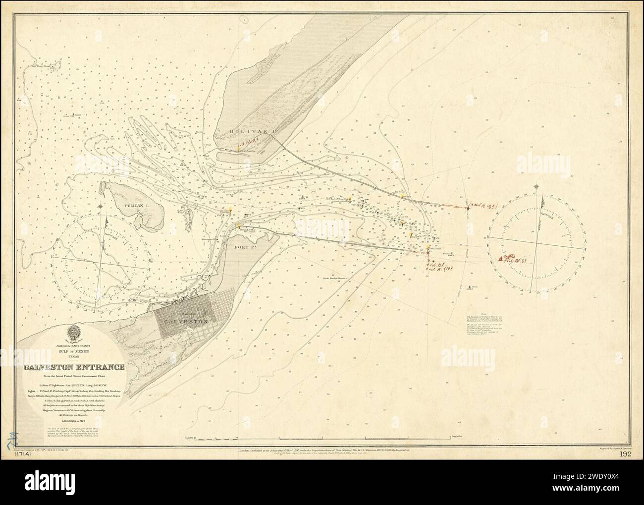 Admiralty Chart No 192 Galveston Entrance From the latest United States ...