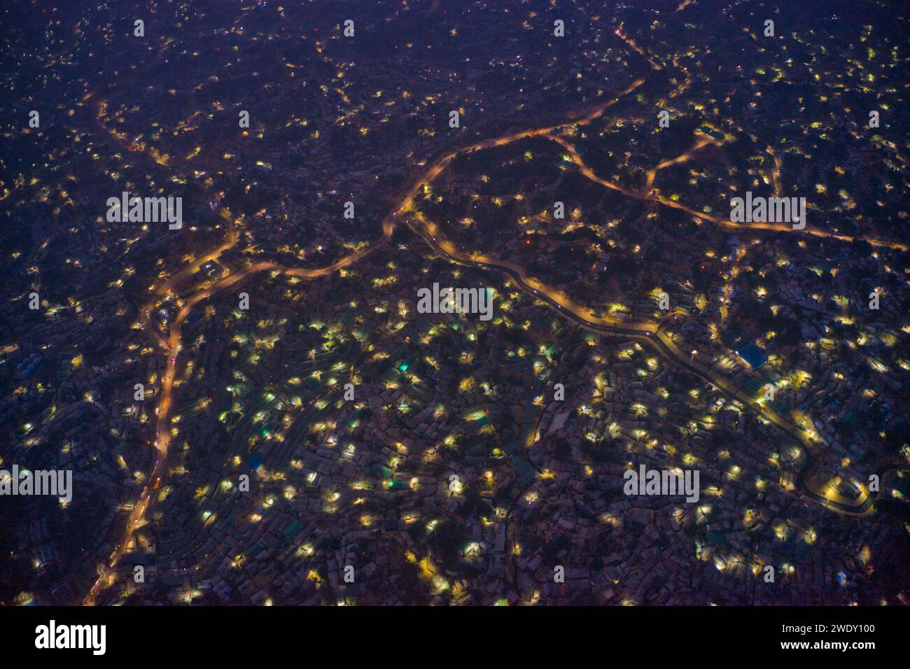 Aerial view of 1 million strong refugee camp with makeshift houses near ...