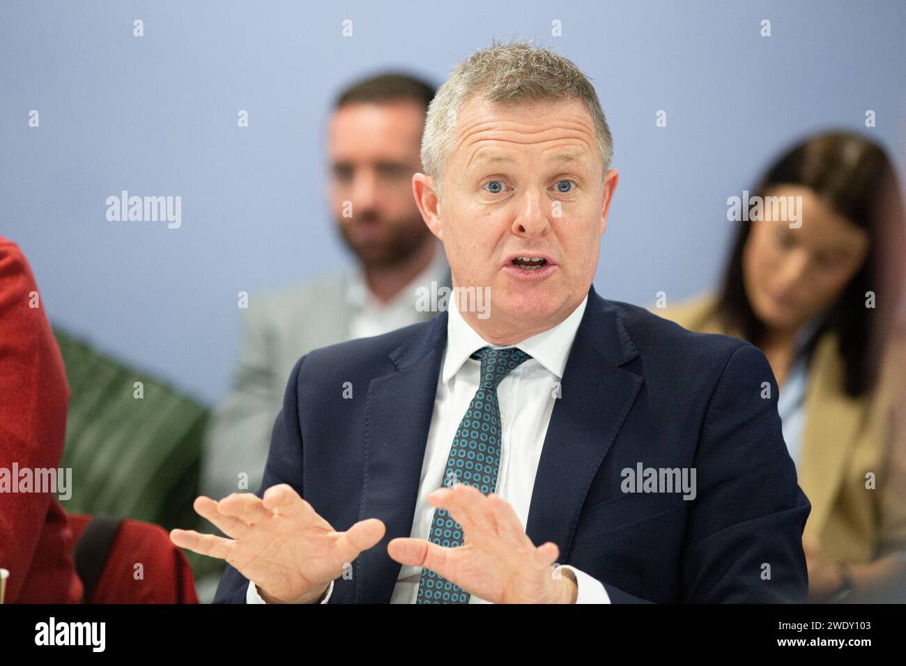 Jeremy Miles MS for Neath speaking at a skills roundtable event in ...