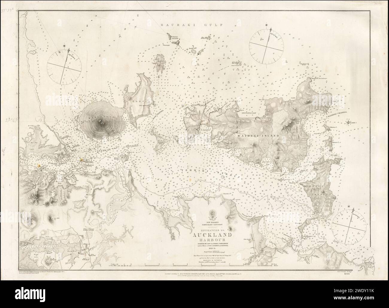Admiralty Chart No 1896. Entrances to Auckland Harbour nautical chart ...