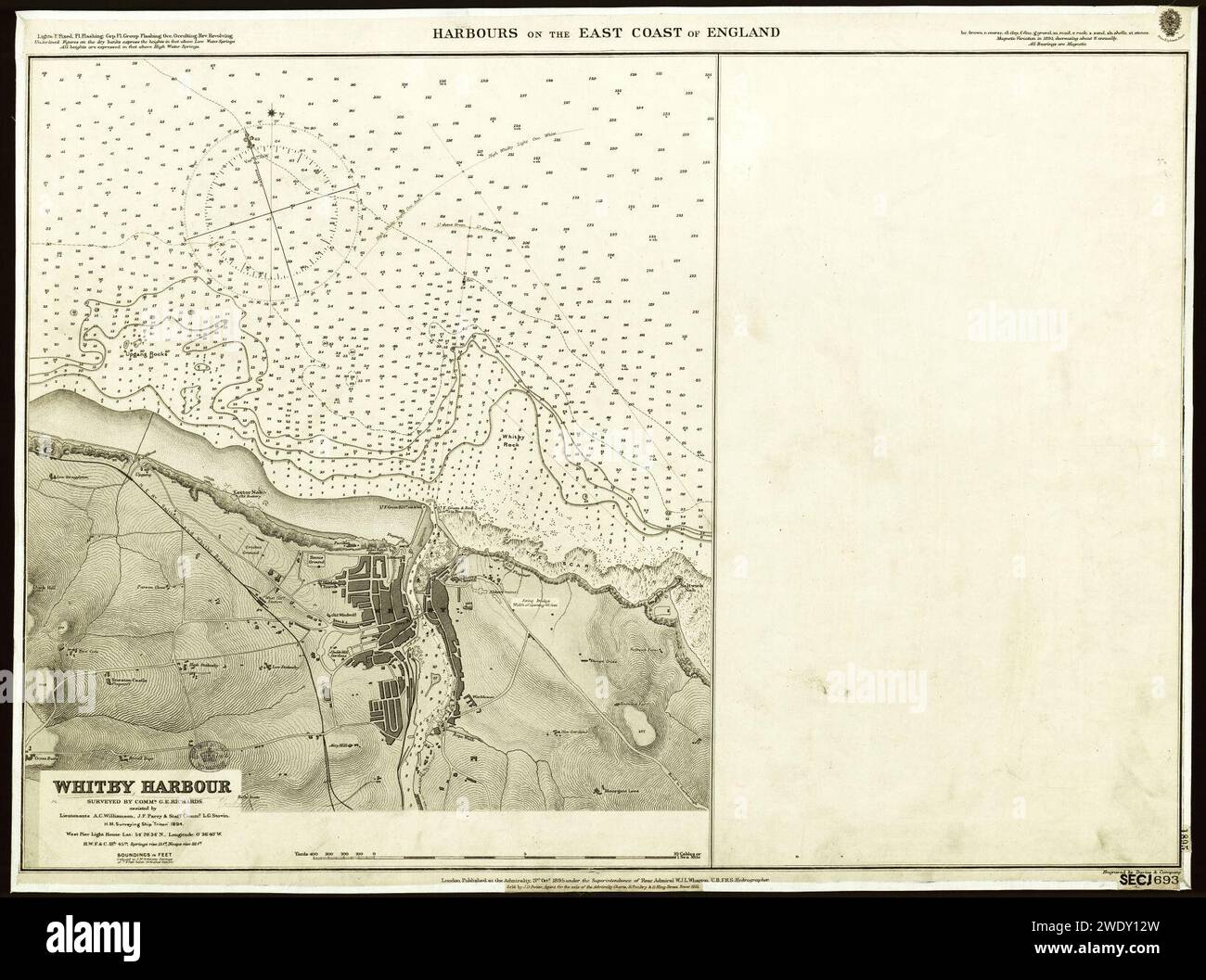 Admiralty Chart No 693 Whitby Harbour, (Maps SEC 1-698), Published 1895 ...