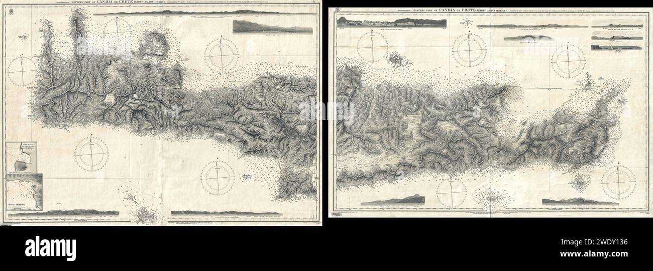 Admiralty Chart No 2536 a & b Crete, Published 1858 1862, Large ...